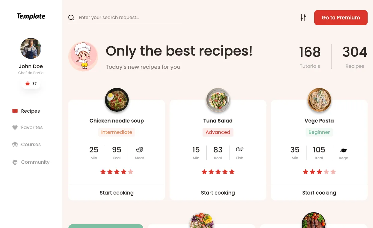 Recipe Dashboard Template | Webflow Template